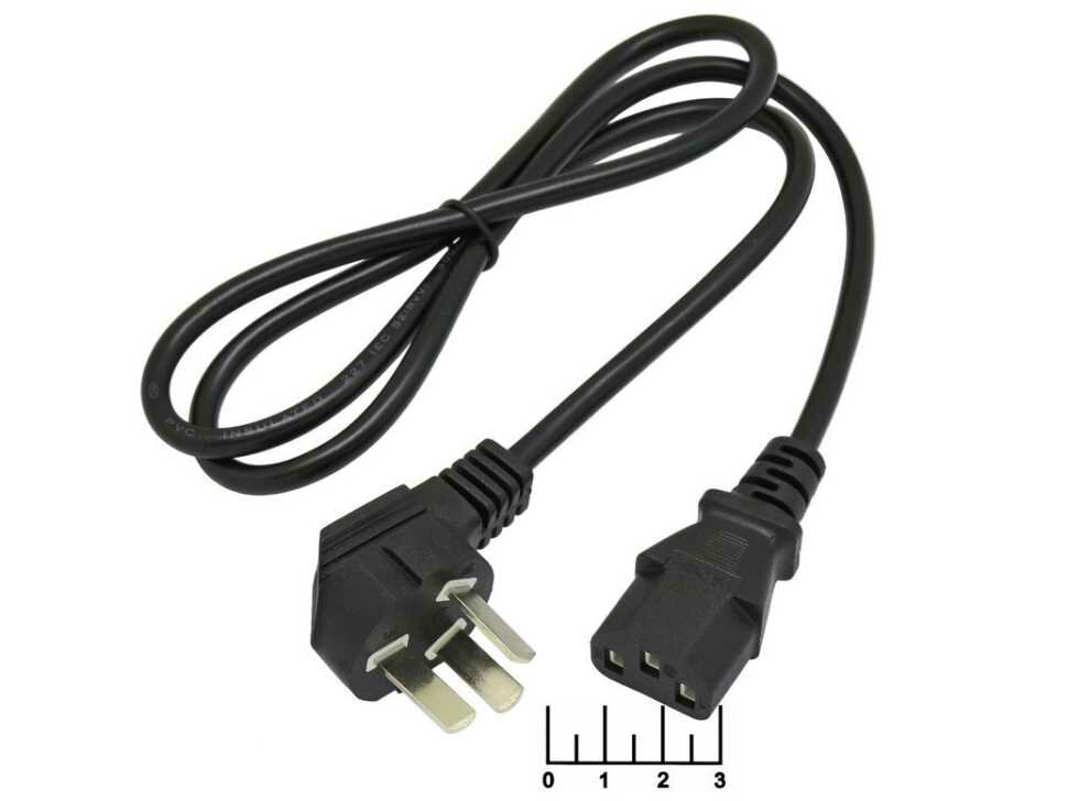 Шнур сетевой 3pin гнездо C13 с землей 1м (3*0.5) (вилка угловая/Австралия)