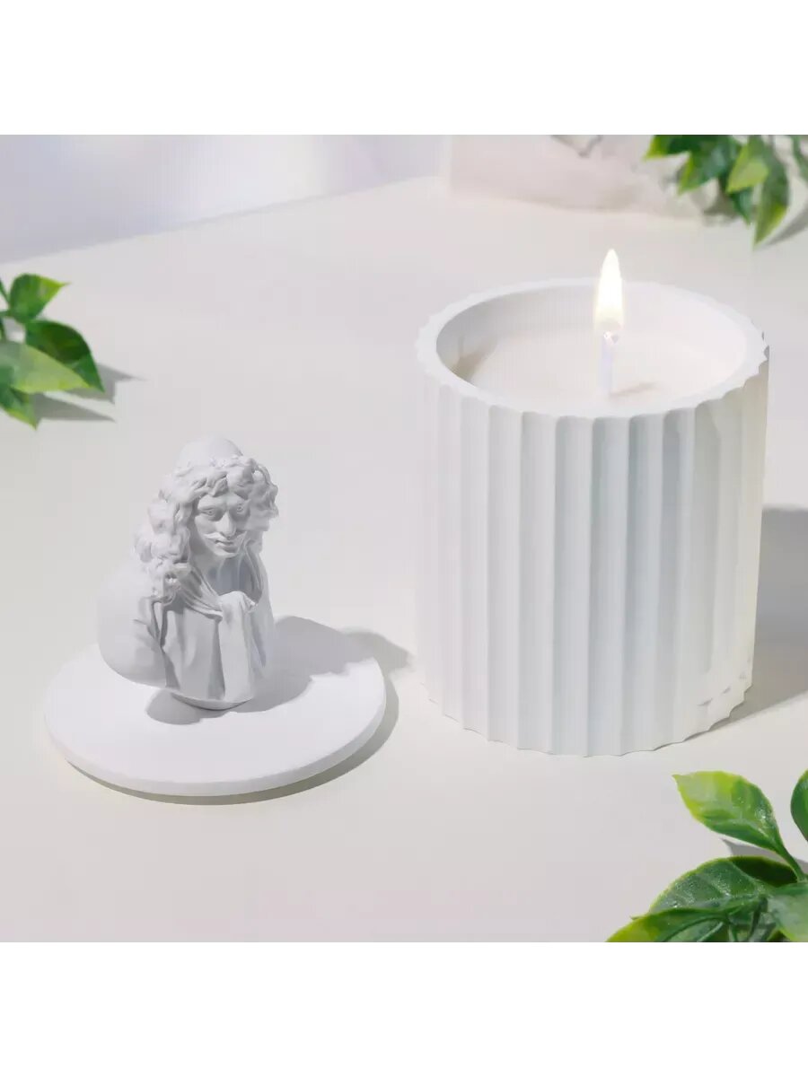 Свеча в бетоне ароматическая Мед и апельсин