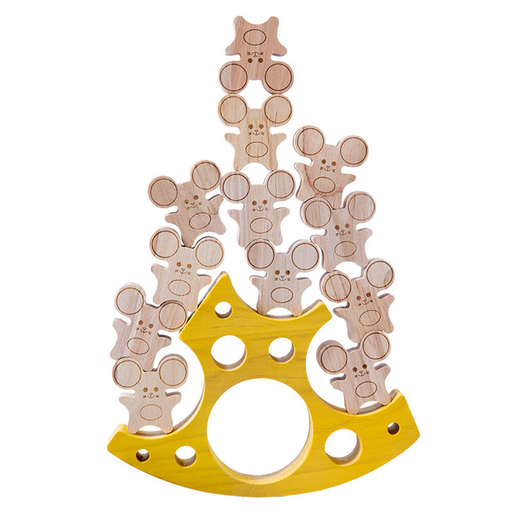 Строительный блок «Мышка и сыр», деревянные балансировочные блоки для развития мелкой моторики у детей