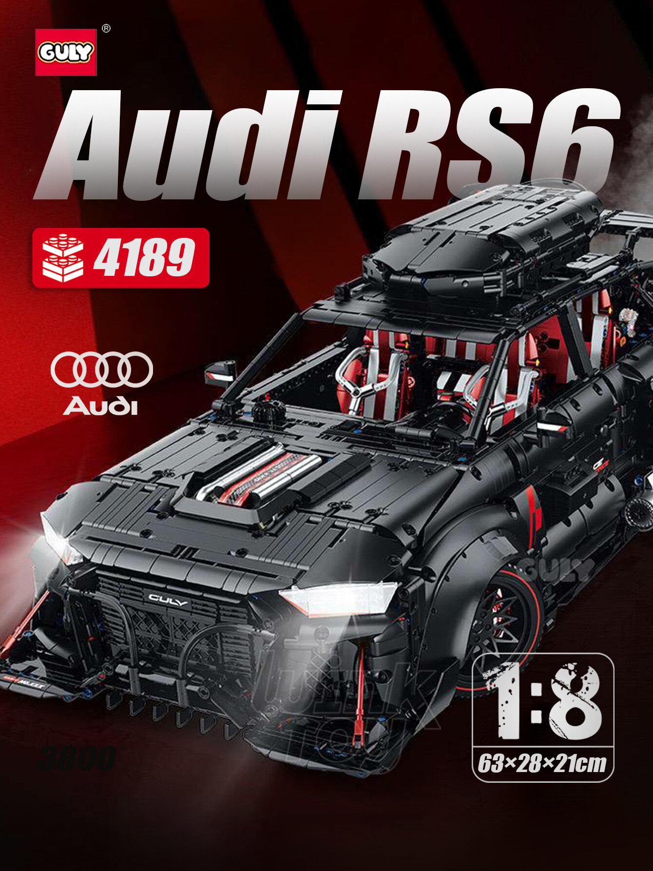 Конструктор техник "Ауди RS6" 4189 деталей (1:8 GULY-10645 Audi RS6, technic совместимый, подарок для мужчин и мальчиков)