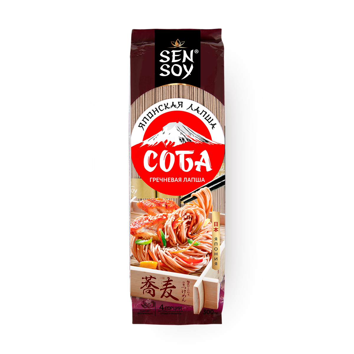 Лапша японская гречневая "Sen Soy" Soba, 300 грамм, 4 порции
