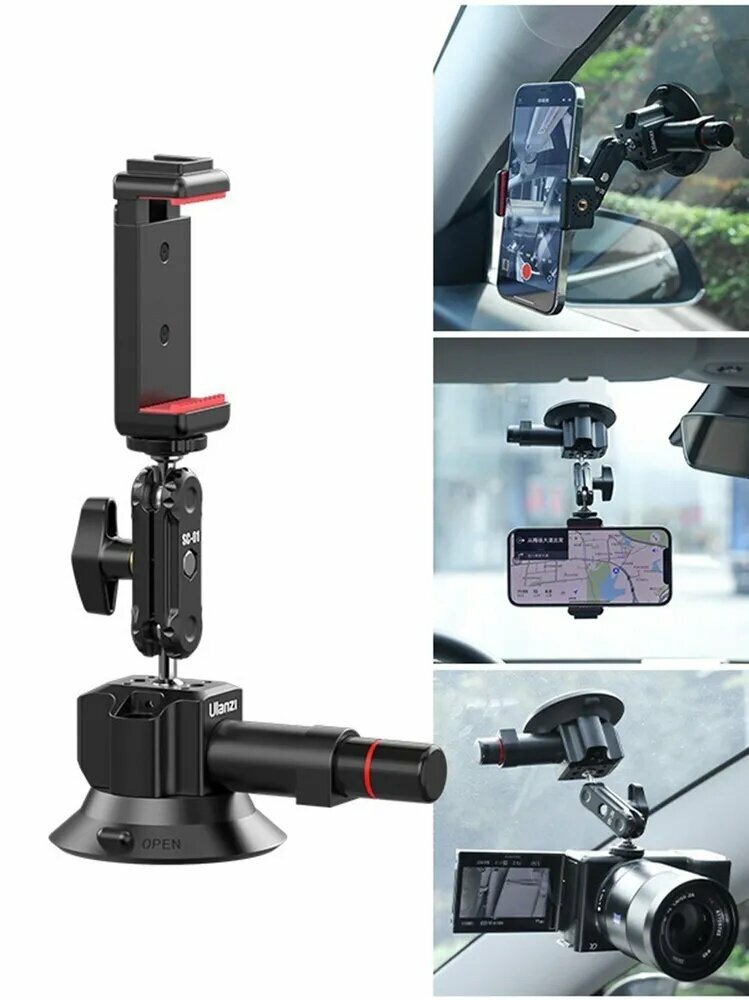 Эксклюзивный, компактный, комплект Ulanzi с вакуумной присоской 3 дюйма высокой прочности и универсальным держателем Magic Arm для смартфона и экшнкамеры