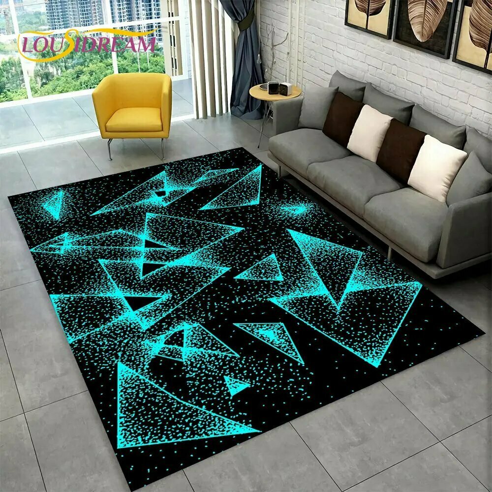Бирюзовый 3D геометрический ковер 120x160 см