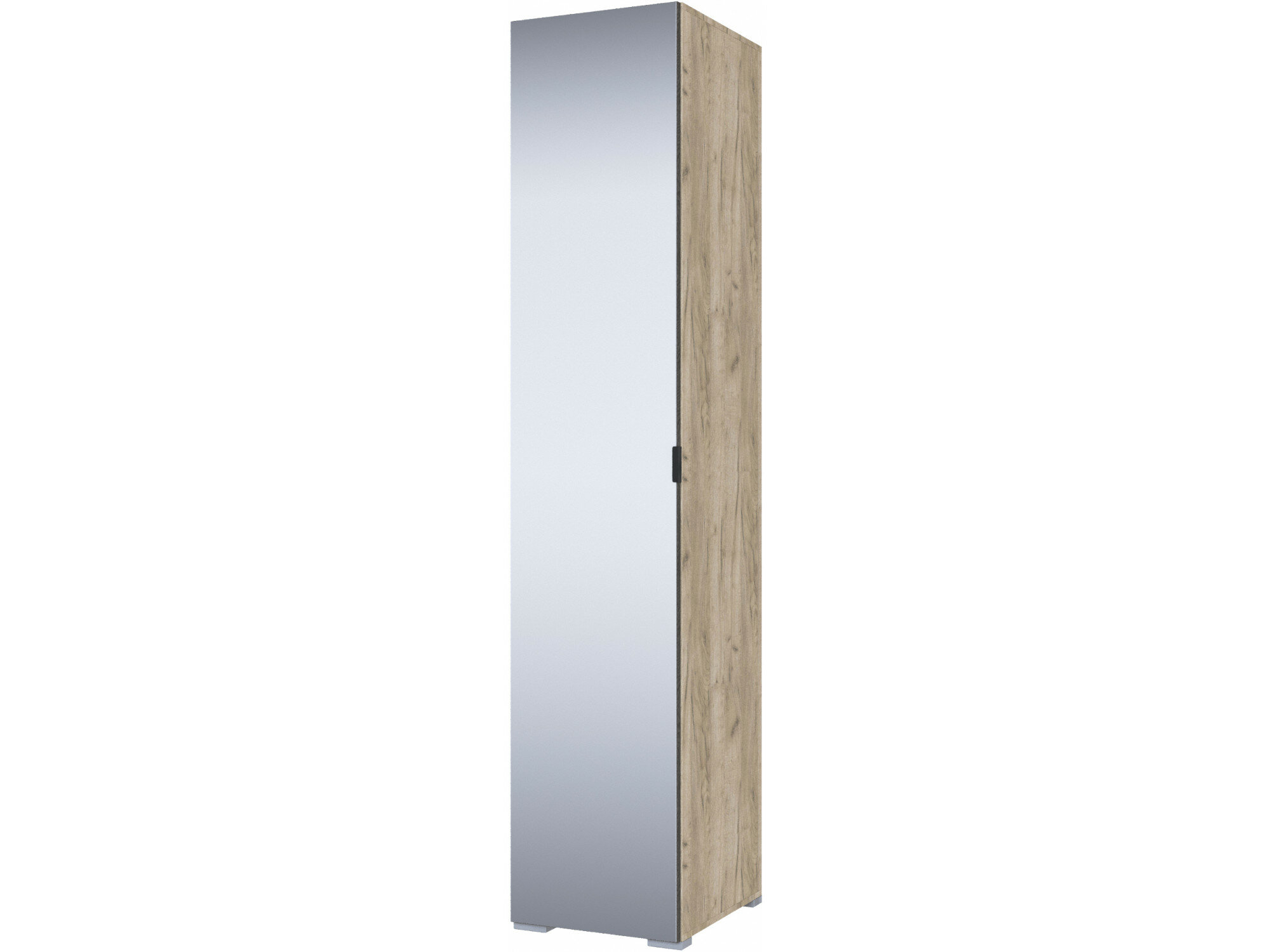 Пенал с зеркалом однодверный, с полками внтури - Крафт серый