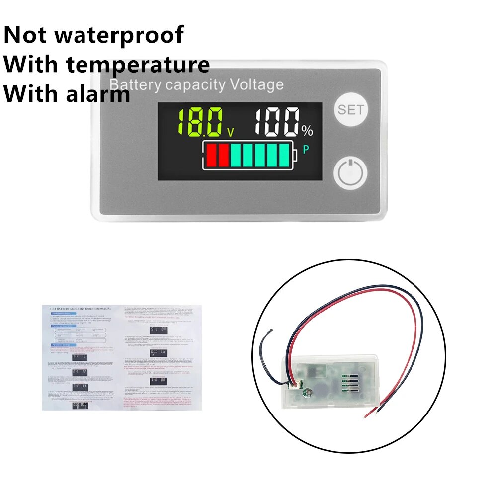 Вольтметр Aideepen 6133A для литий-ионных и свинцово-кислотных аккумуляторов 8-100В T and ALM Color