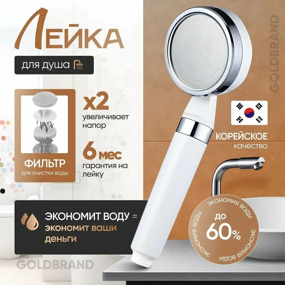 Лейка-фильтр для душа: умягчение воды, 3 режима распыления, защита от хлора и примесей, универсальное подключение