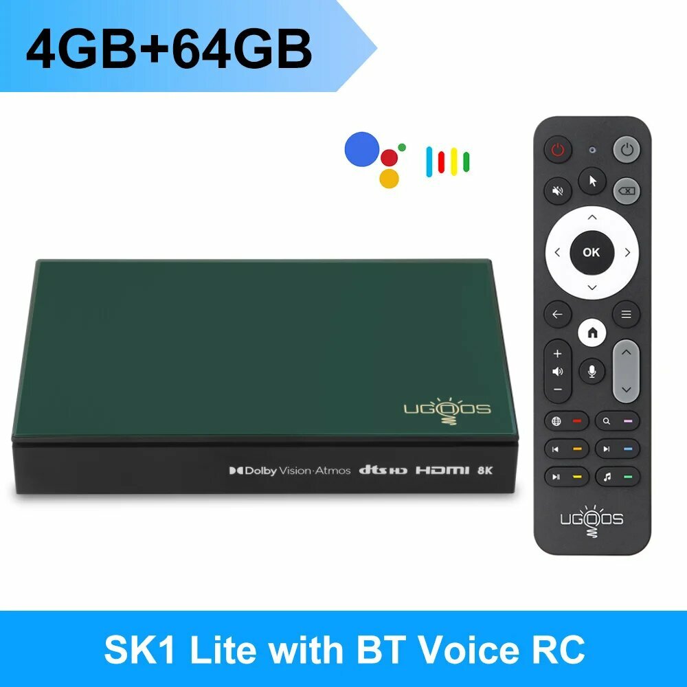 UGOOS SK1 Lite ТВ-приставка Android 14 4/64 ГБ, UK Plug, SK1 Lite