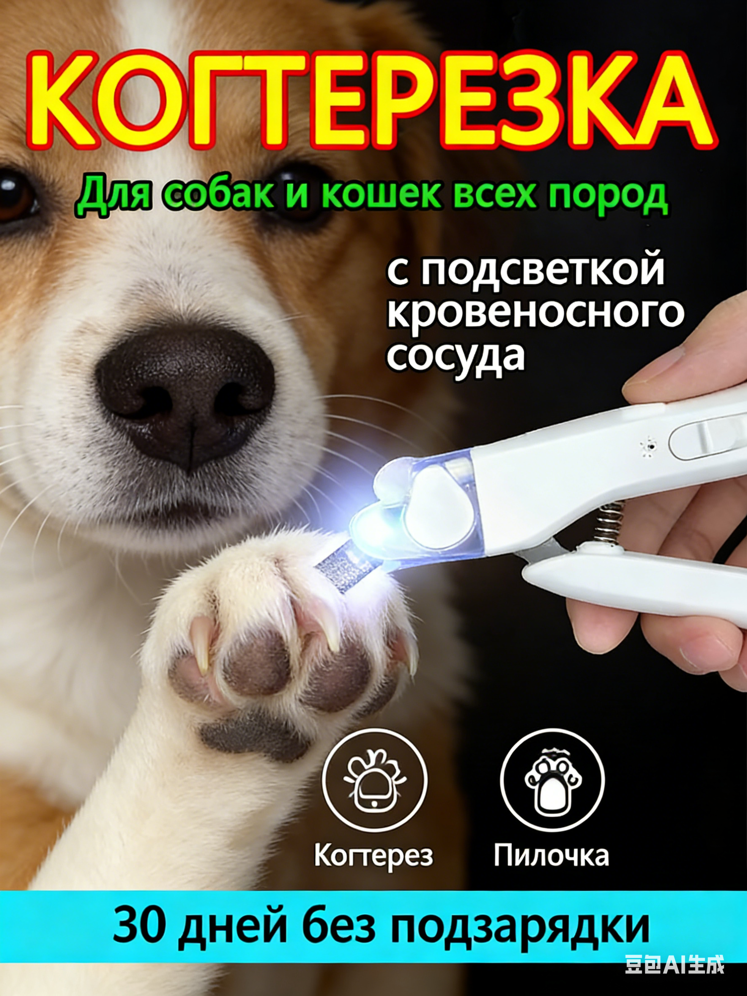 Безопасные когтерезки для собак с ограничителем и подсветкой