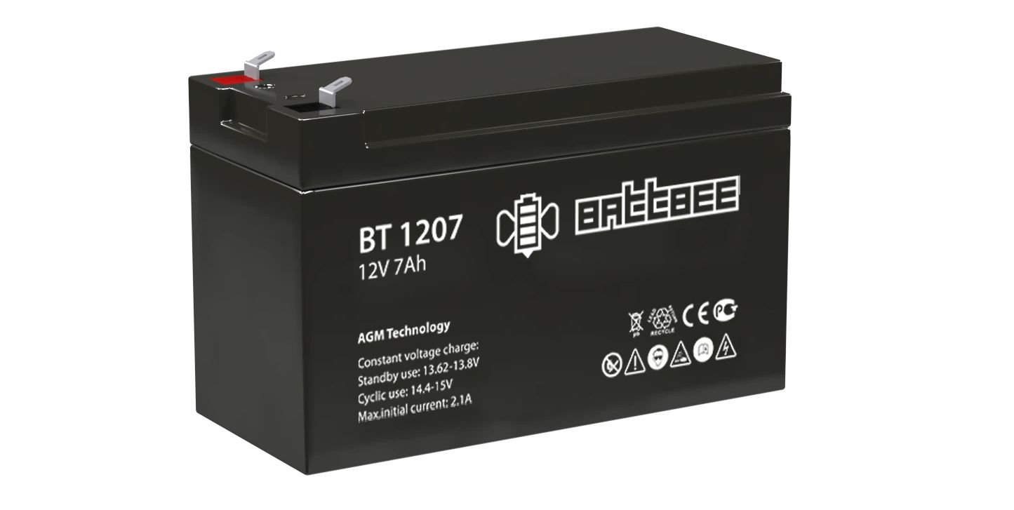 Аккумуляторная батарея Battbee BT 1207, напряжение 12В, емкость 7Ач, клемма F1; Кол-во элементов 6