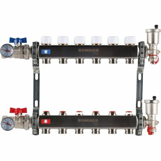 Коллектор Rommer в сборе без расходомеров 6 вых.
