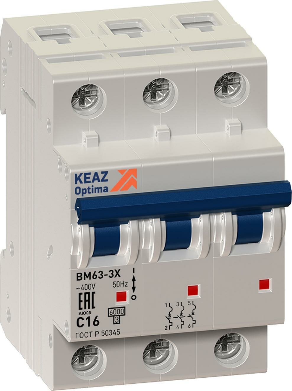 Автоматический выключатель КЭАЗ OptiDin BM63-3C25-УХЛ3 3Р 25А характеристика C