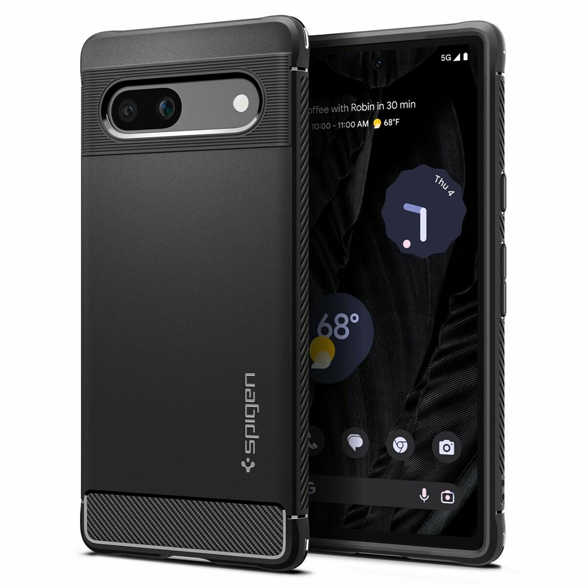 Чехол Spigen на Google Pixel 7a (ACS05816) Rugged Armor / Спиген чехол для Пиксель 7а накладка, противоударный, с защитой камеры, черный