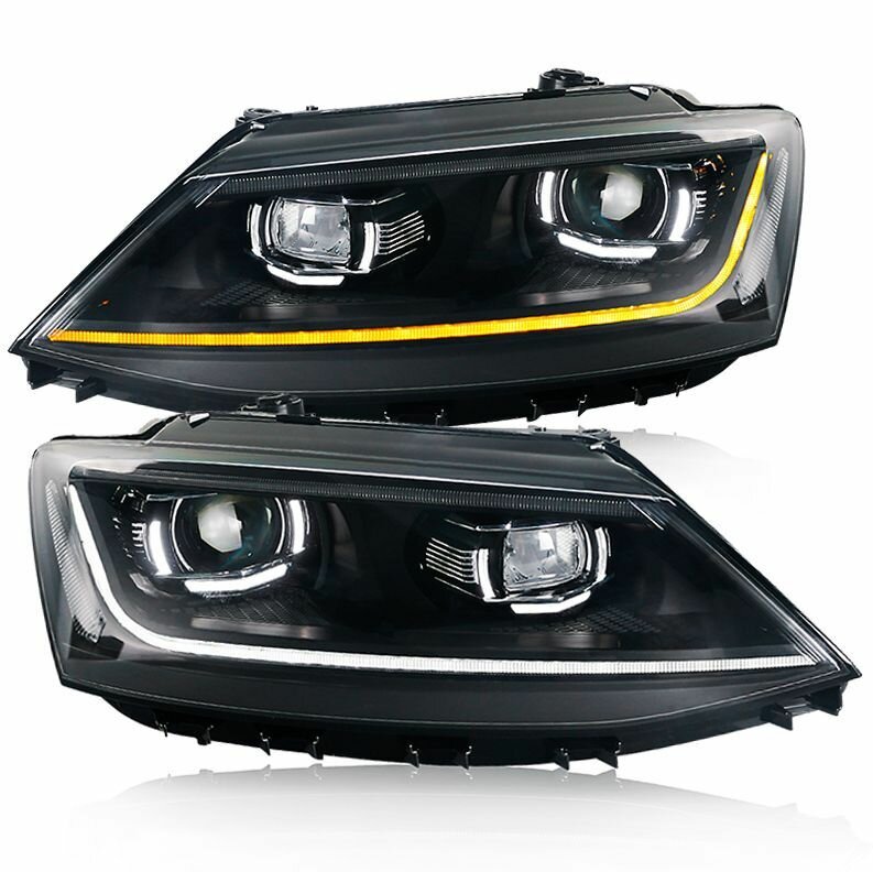 Передние фары Фольксваген Джетта 6 2010-2019, би-LED, ДХО, LED поворотник, MF-HL-000594