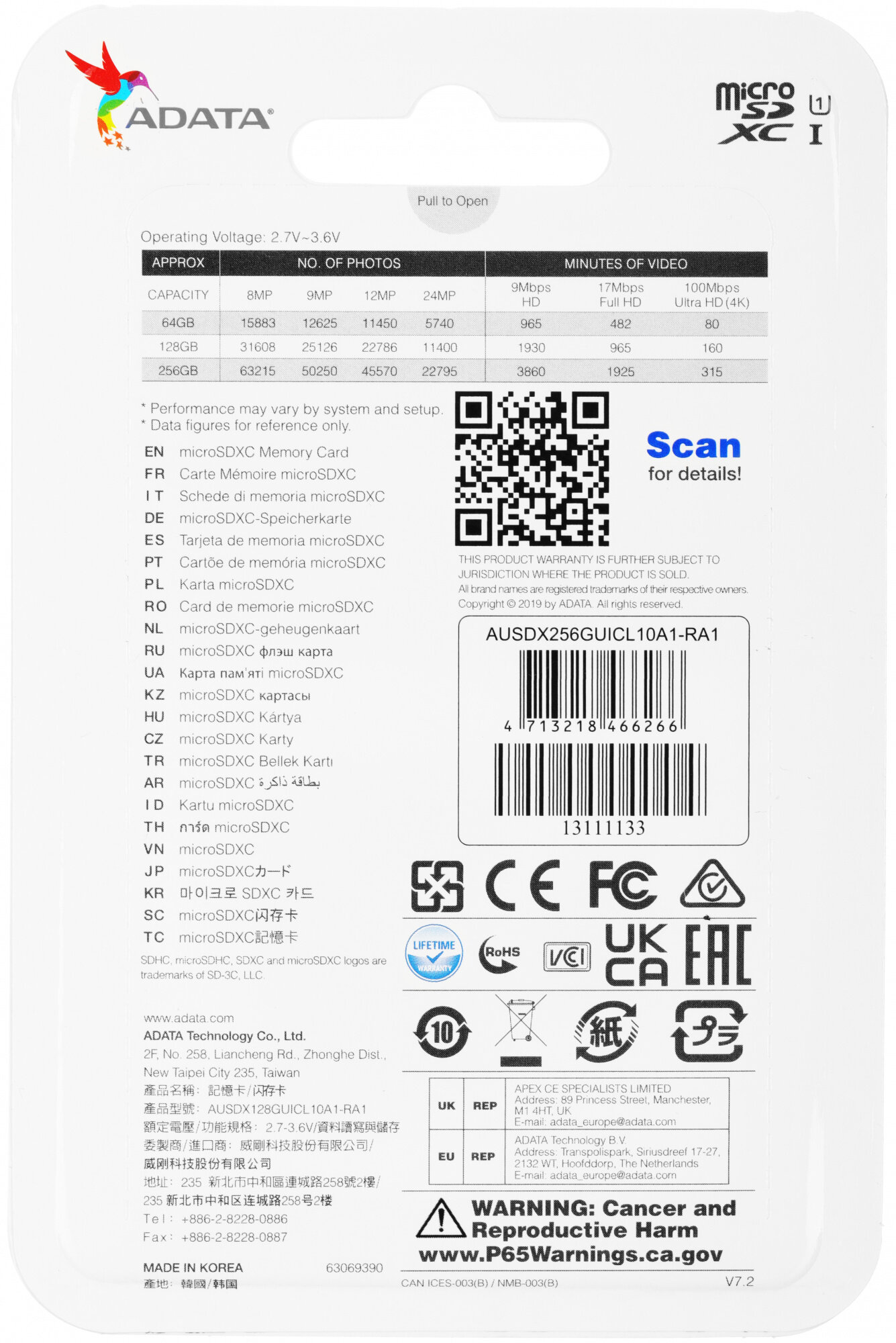 Карта памяти microSDXC 256ГБ Class10 A-Data Premier Pro UHS-I U1 (ausdx256guicl10a1-ra1)