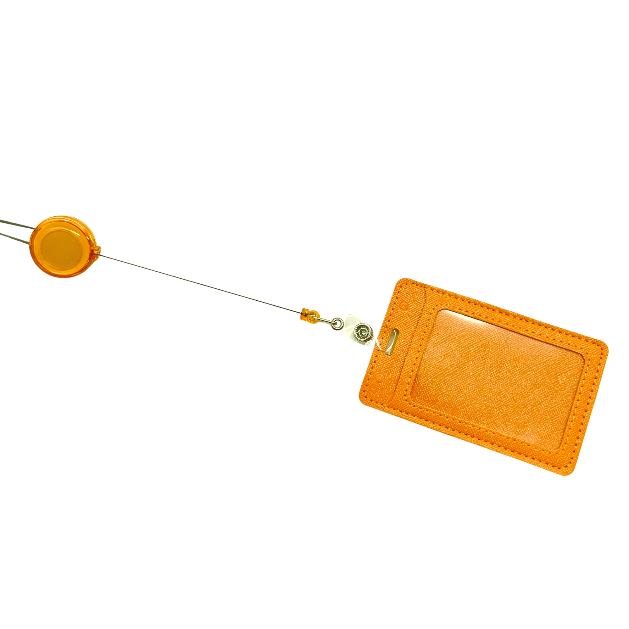 Держатель для бейджа с рулеткой оранжевый
