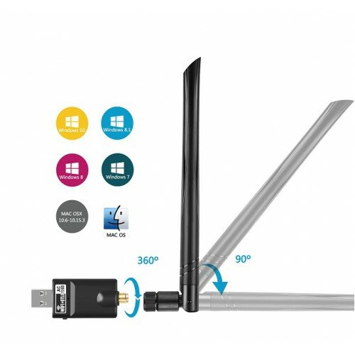 Адаптер USB Wi-Fi/Bluetooth KS-IS, скорость 533 Мбит, с внешней антенной — фото 1