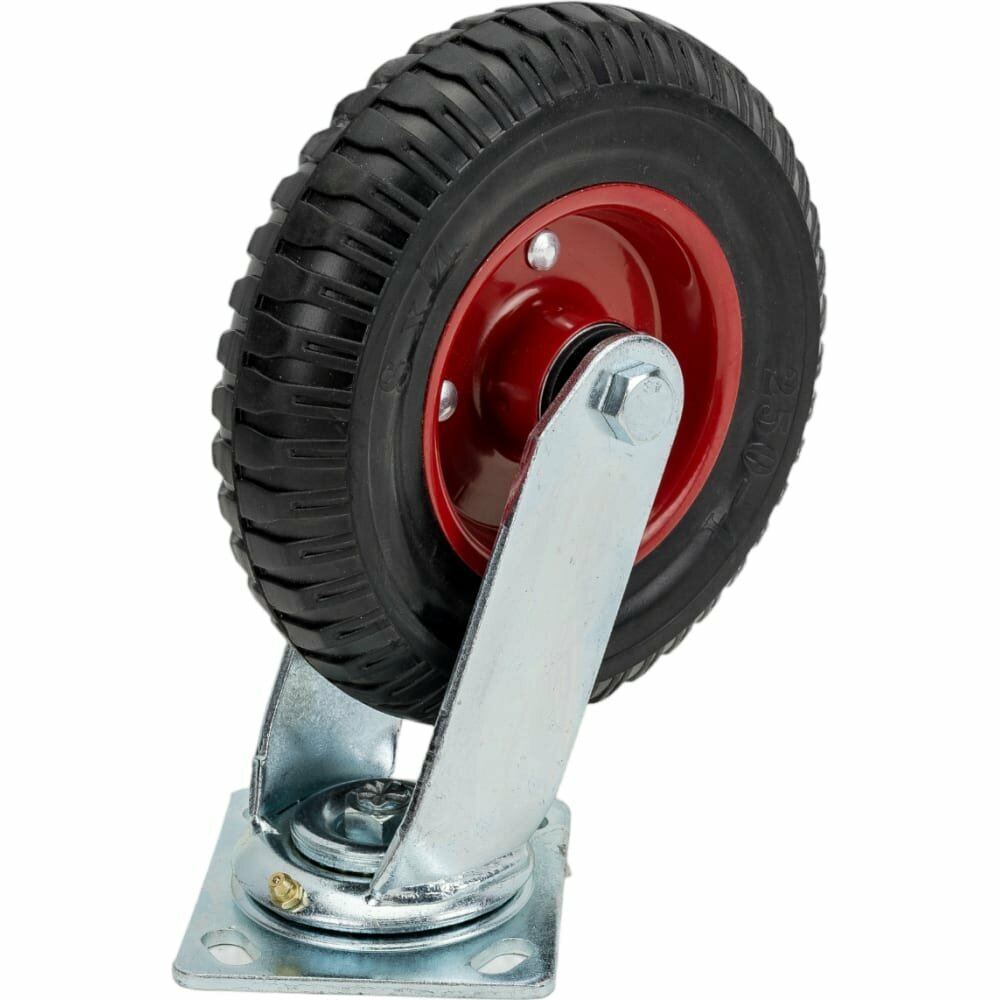 Колесо поворотное (литая резина ; 200 мм) красный диск MFK-TORG SC80Л200, резиновый