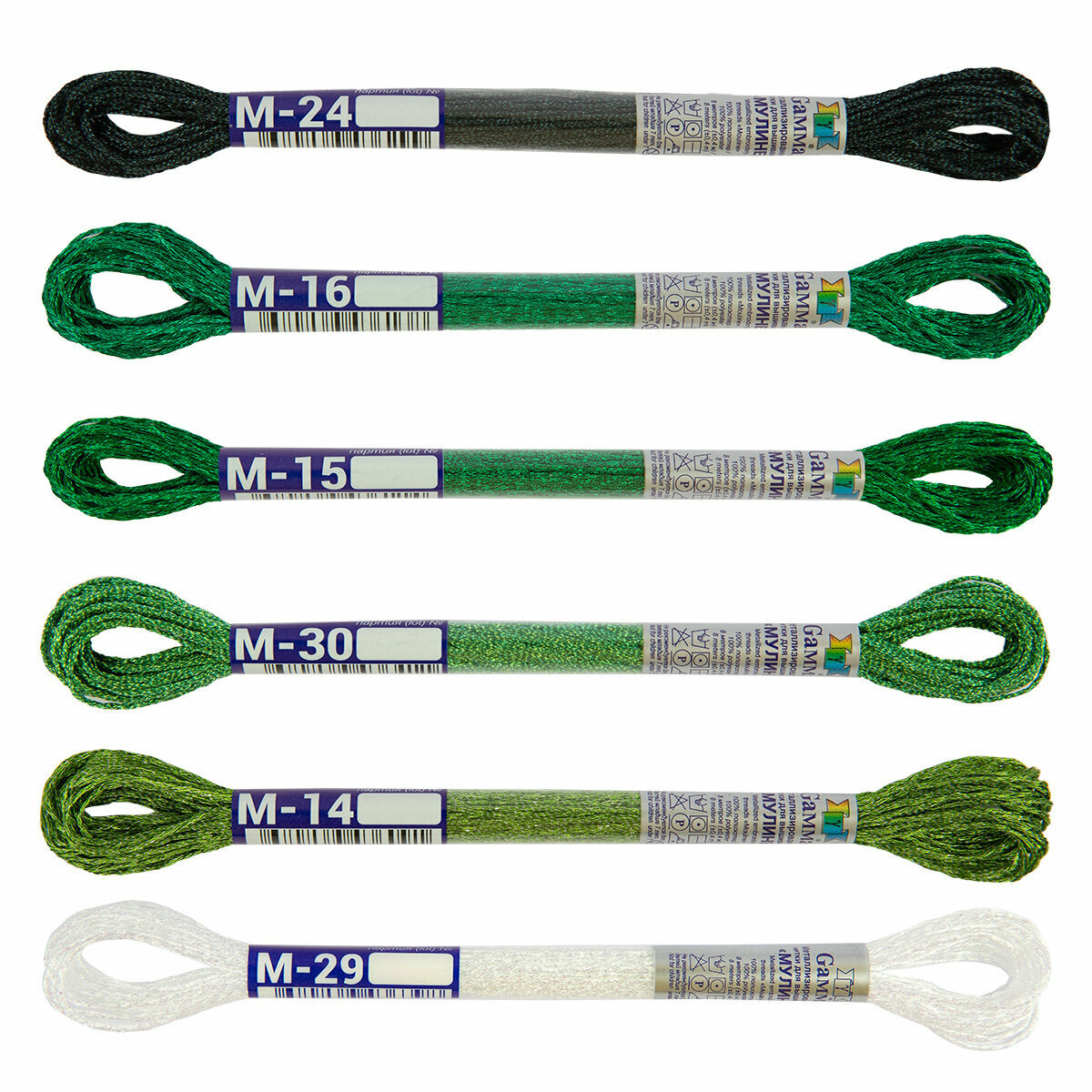 Нитки для вышивания мулине Gamma/гамма, металлик, 100% полиэстер, 6x8 м, 05 Изумрудный дождь