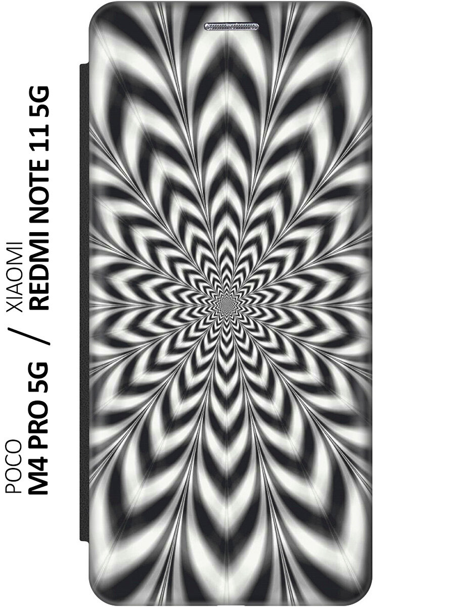 Чехол-книжка Черно-белая иллюзия на Xiaomi Poco M4 Pro 5G / Сяоми Поко М4 Про черный