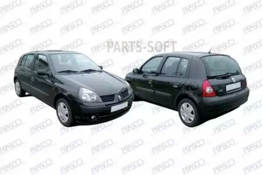 Бампер передний! грунт. с молдингами, держателем пластины и спойлером Renault Clio 01-05 Prasco арт. RN3221000