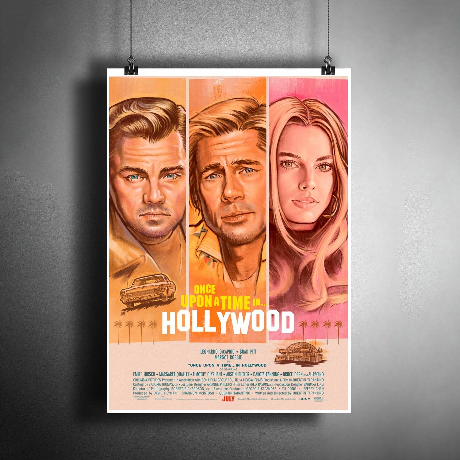 Постер плакат "Однажды в Голлувуде. Тарантино" / Декор для дома, офиса, комнаты, квартиры, детской A3 (297 x 420 мм)