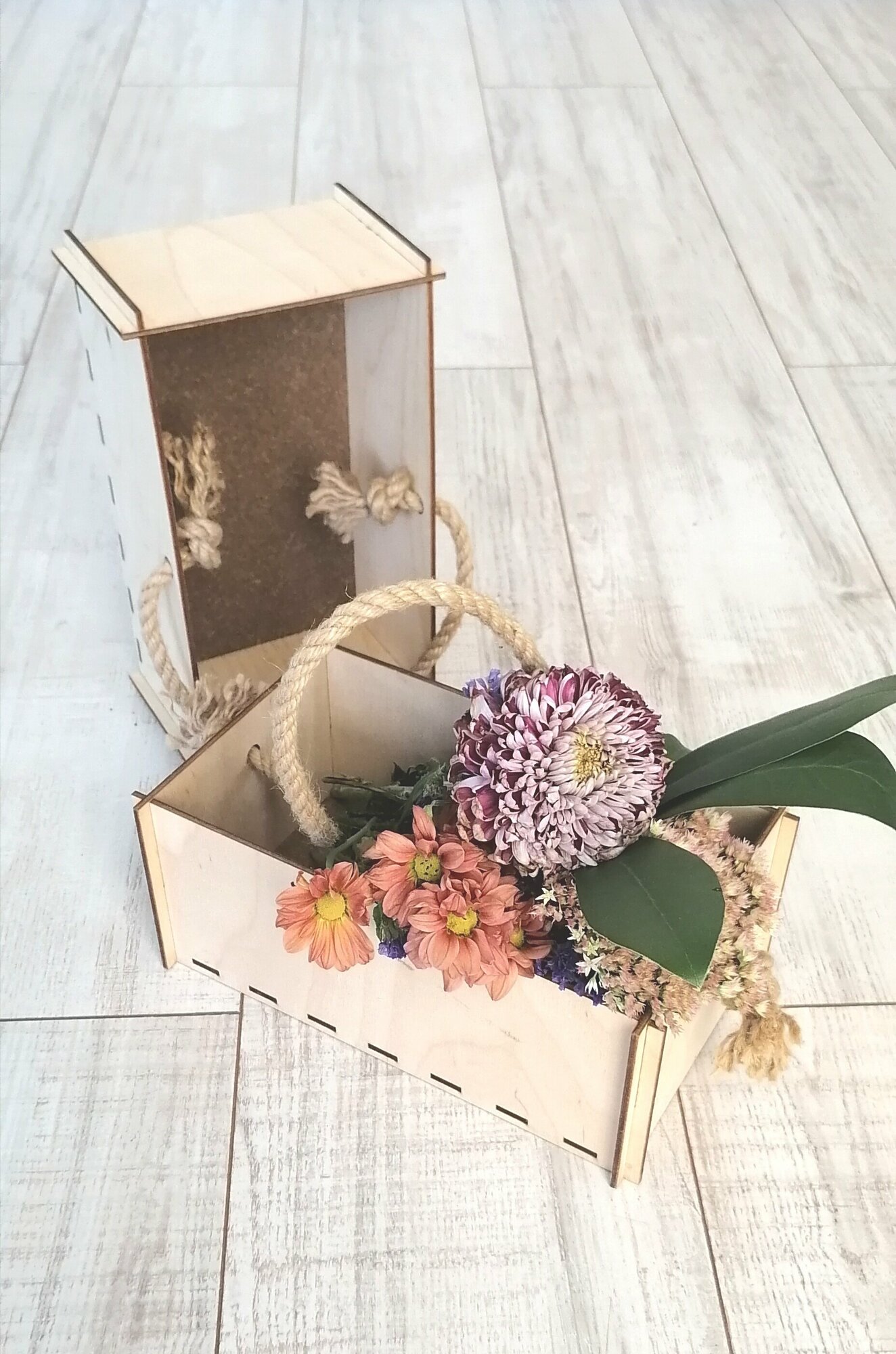 Деревянная заготовка Корзинка кашпо декоративная 25х10х15 см / 2шт