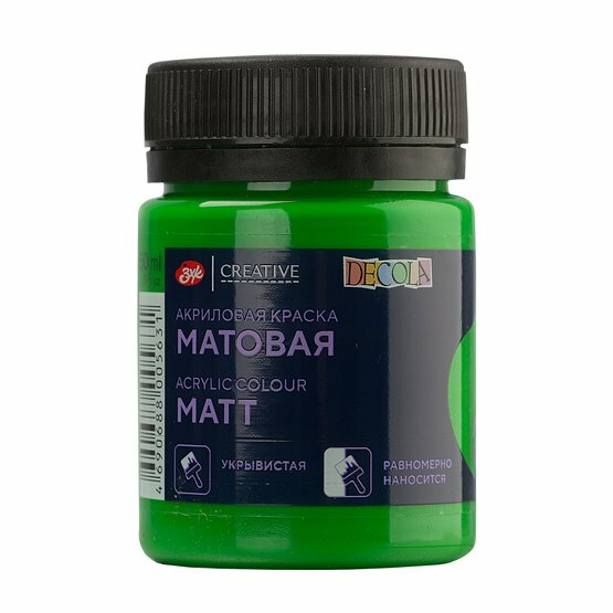 Акриловая краска матовая цвет №717 Зеленая светлая 50мл Decola