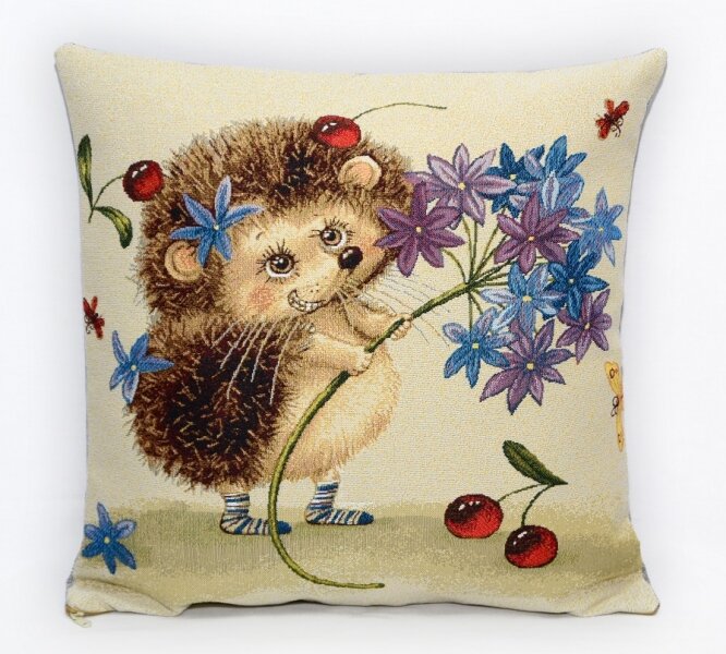 Подушка Декоративная Гобеленовая 45х45 "Весёлый ёжик Цветочек 45*45"