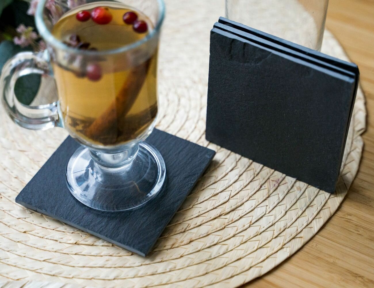 Набор подставок под стаканы, бокалы, горячее и свечи магия камня, квадратные, 10 см, 4 шт, Koopman International 278000470/210000340-1