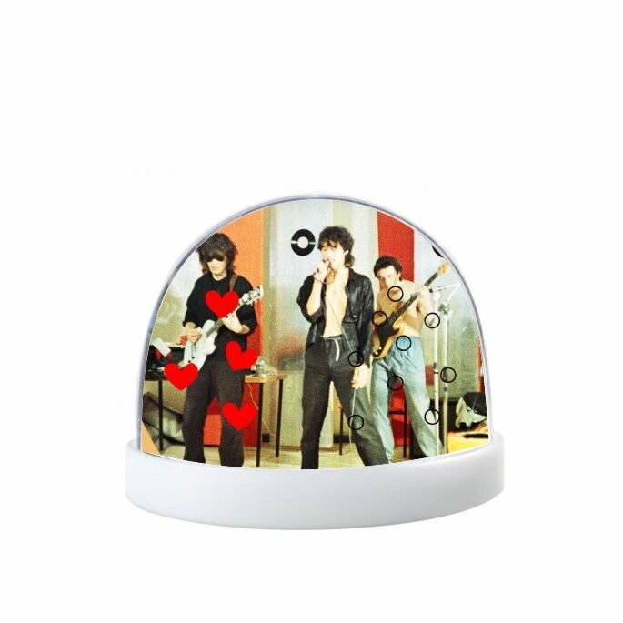 Водяной шар Кино, Виктор Цой №2, блестки-сердечки