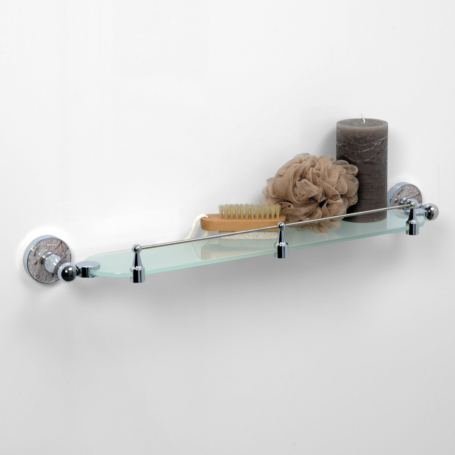 Полка для ванной WasserKRAFT K-7744, хромированная, стекло, металл, настенная