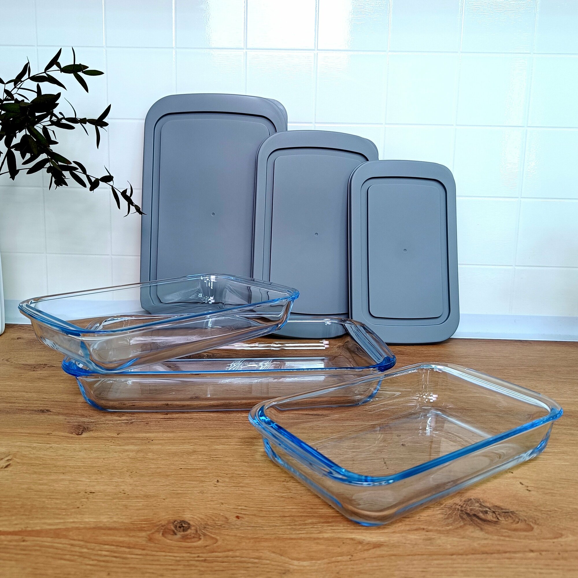 Набор форм для запекания и хранения Fresco, прямоугольные с крышками, 3 шт, размеры: 1 л, 1.6 л, 2.2 л