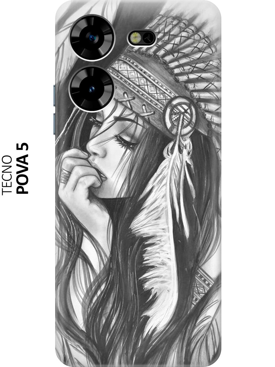 Силиконовый чехол Эскиз девушки на Tecno Pova 5 / Техно пова 5