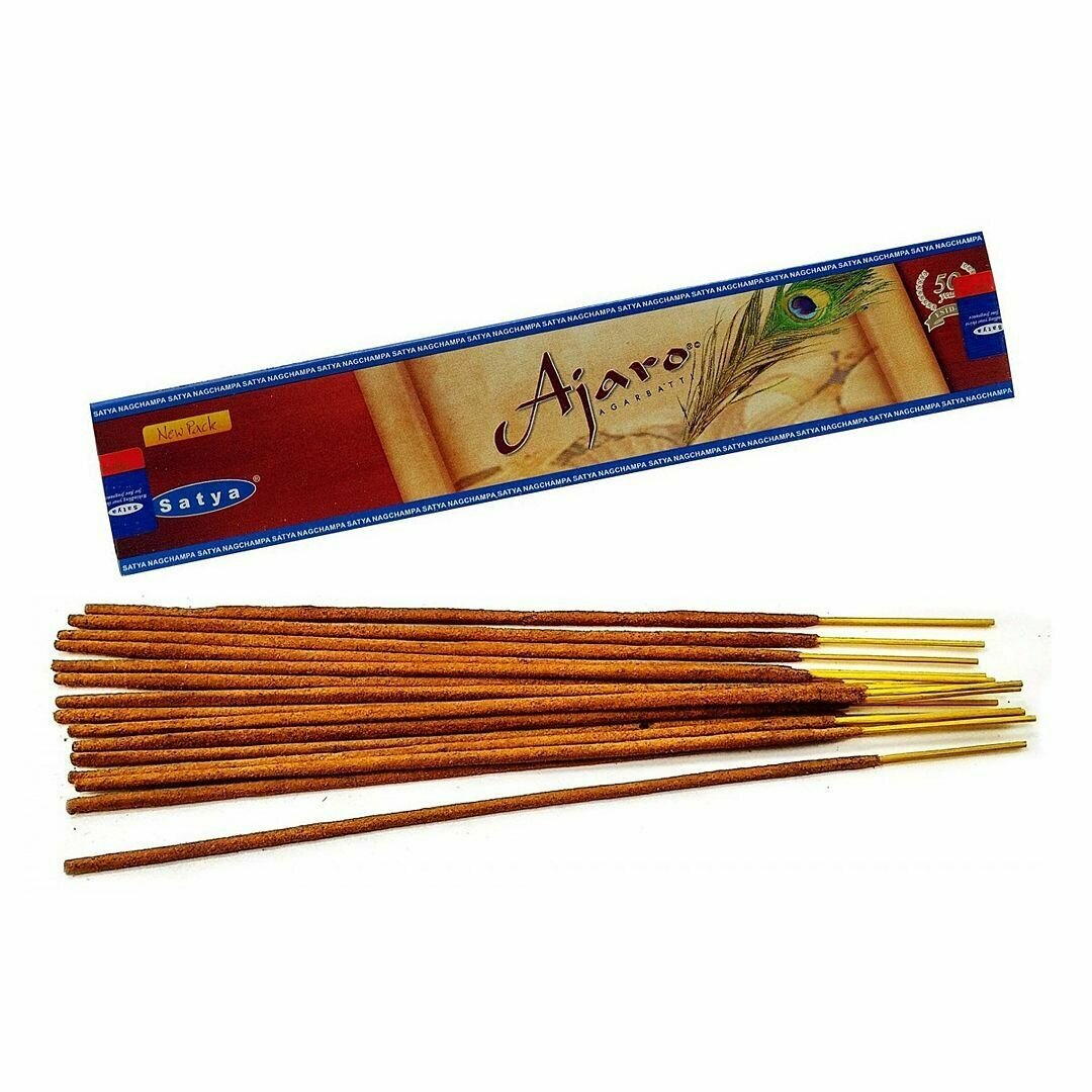 Индийские благовония Сатья Аджаро (Satya Ajaro) натуральные ароматические палочки для дома, йоги, медитации, релакса и ароматерапии 15 гр