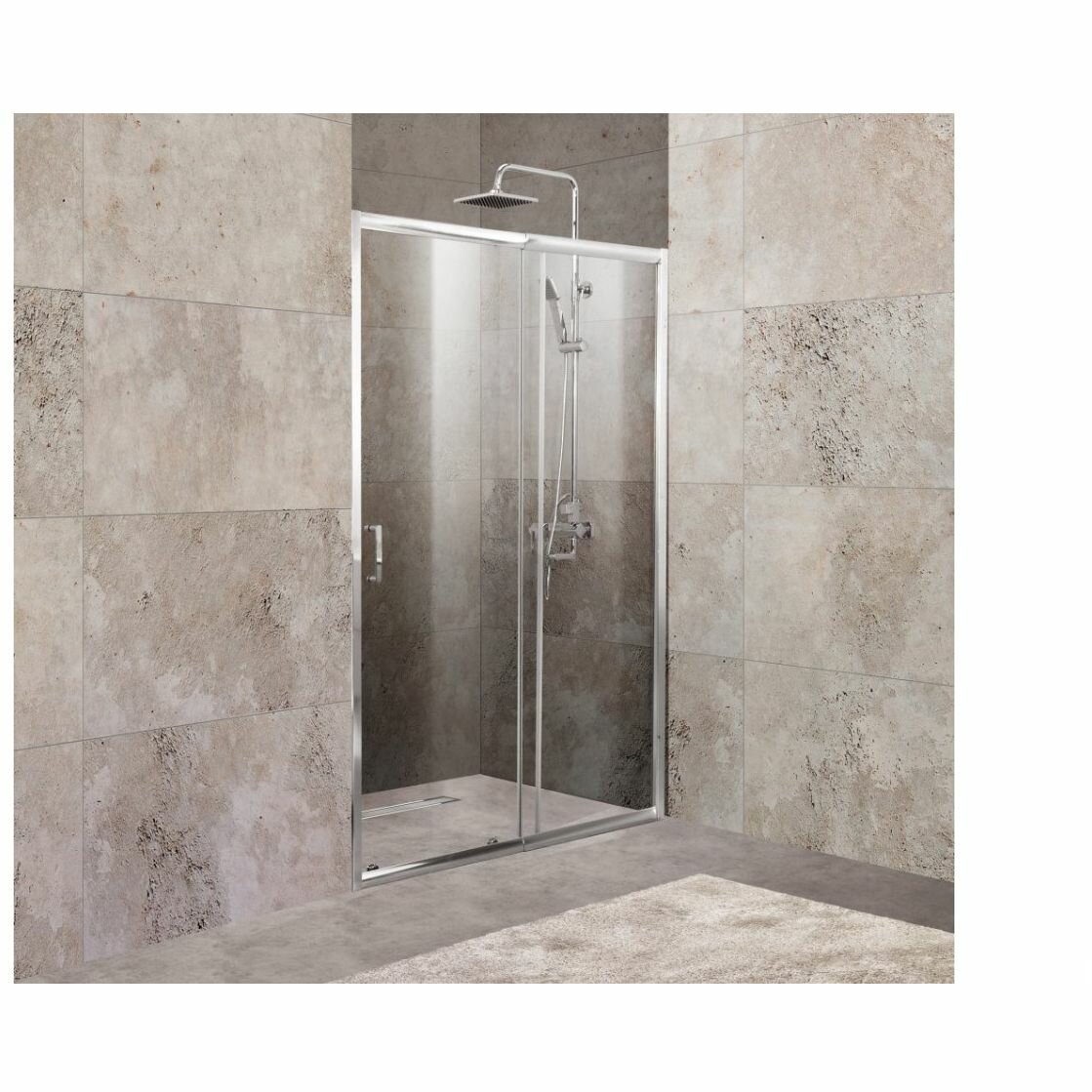 Душевая дверь BelBagno (Бельбагно) UNIQUE-BF-1-120/135-C-Cr хром, стекло прозрачное 5 мм (1900х1200/1350)