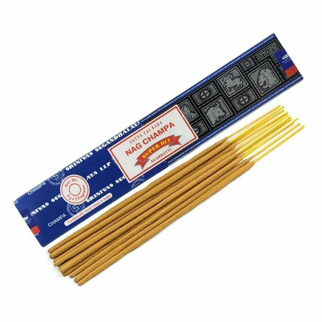 Индийские благовония Сатья Комбо Наг Чампа Супер Хит (Satya Combo Nag Champa Super Hit) натуральные ароматические палочки для дома, йоги, медитации, релакса и ароматерапии 16 гр