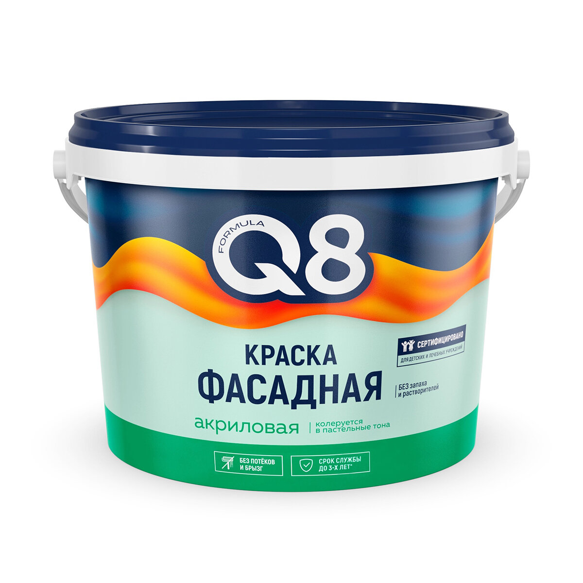 Краска фасадная водно-дисперсионная Formula Q8, матовая, белая, 4,5 кг