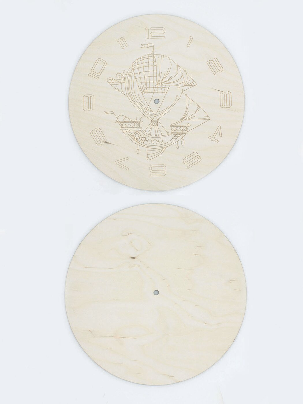 Заготовка для часов настенных RiForm "Летучий корабль" и пустой круг, 30 см, фанера 6 мм
