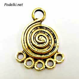 Фурнитура для бижутерии Коннектор Спираль 0002462 золотой цвет 21x16 мм, цена за 10 шт.