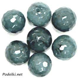 Натуральная бусина Агат деним 0003376 шарик граненый 10 мм, цена за 4 шт.