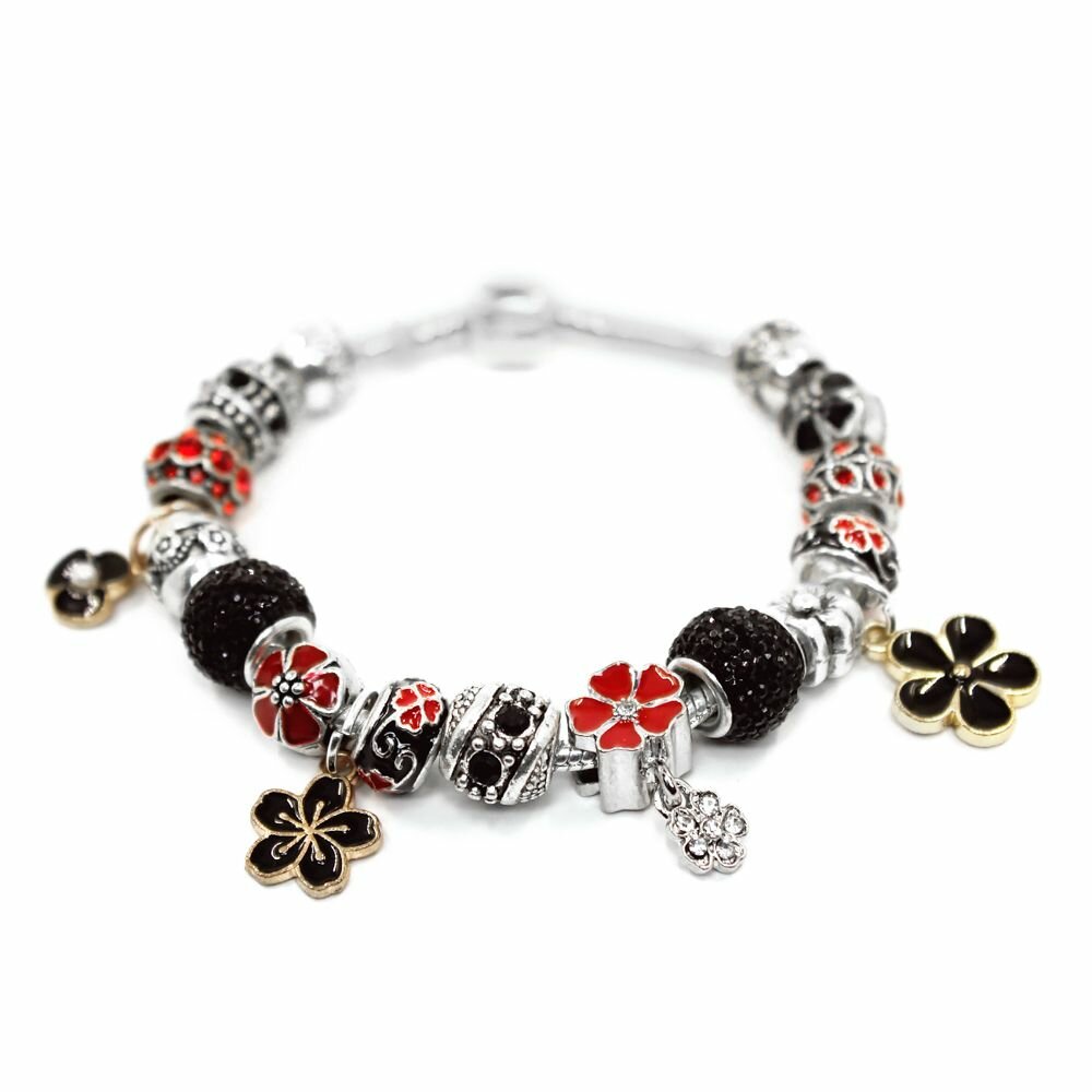 Браслет-цепочка, стразы, муранское стекло, стекло