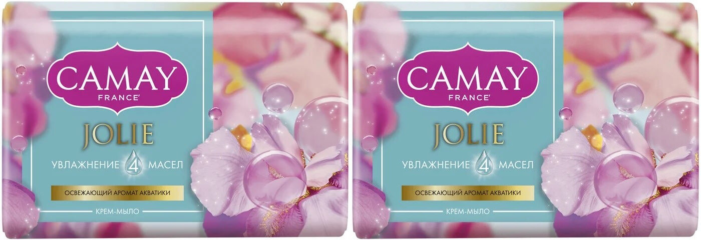 Крем-мыло Camay Jolie, увлажнение 4 масел, 85 г, 2 штуки
