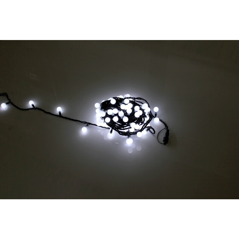 LED-PLR-100-15M-25MM-240V-W/BL -W/O LED гирлянда 15м, 240V, IP65, белые LED/Матовый Шарик 2,5см