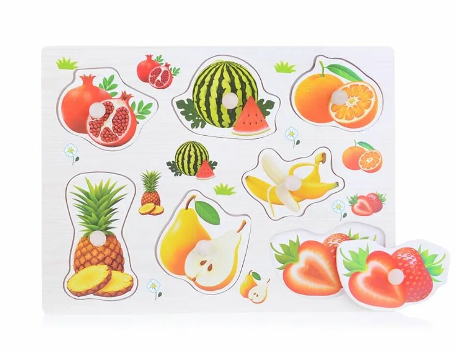 Рамка вкладыш для малышей деревянная Фруктовое ассорти