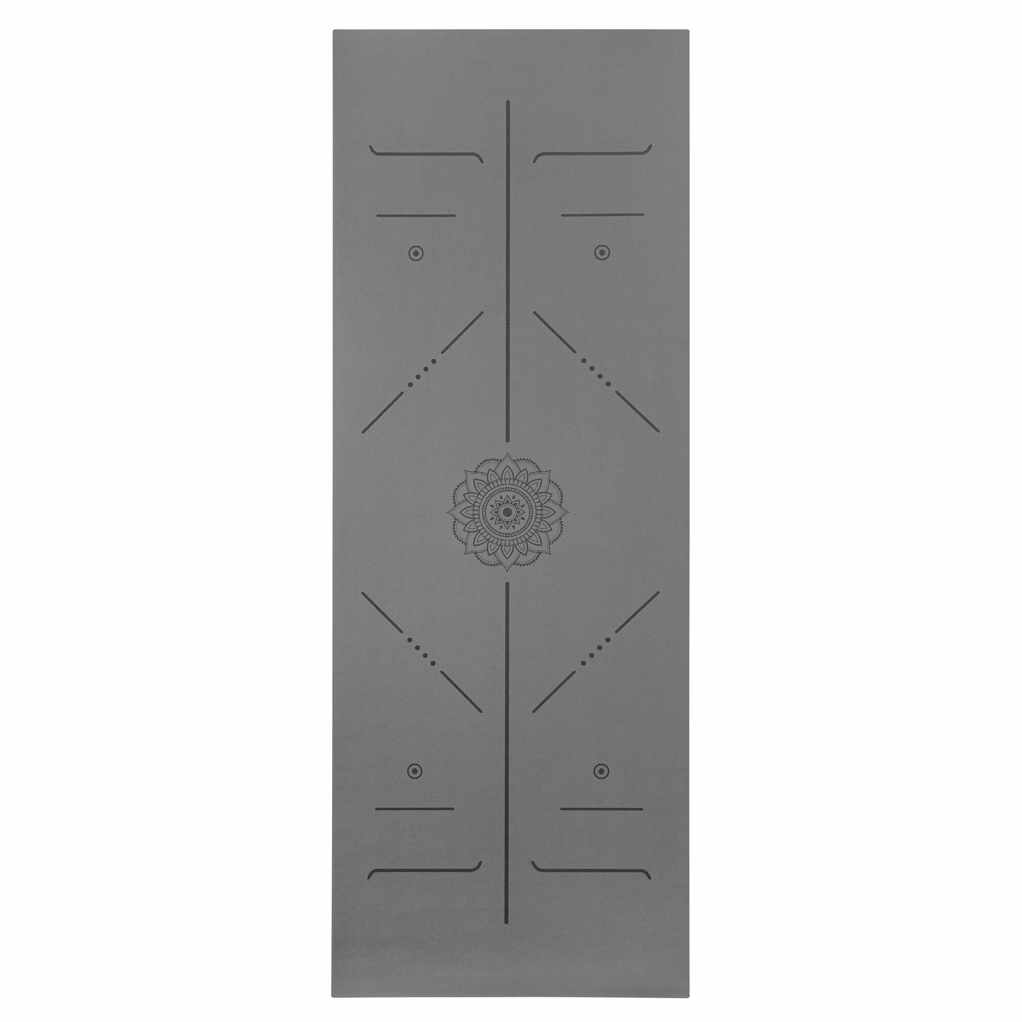 Ультрацепкий легкий 100% каучуковый коврик для йоги Mandala Travel Grey 185*68*0,2 см нескользящий и складной