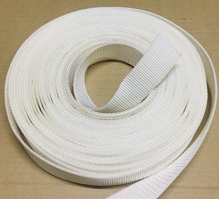 Лента стропа техническая белая ширина 45 мм длина 20 метров прочная легкая синтетика (полиэстер) крепление грузов усиление текстильных изделий ДомовоД ЛТП45-20