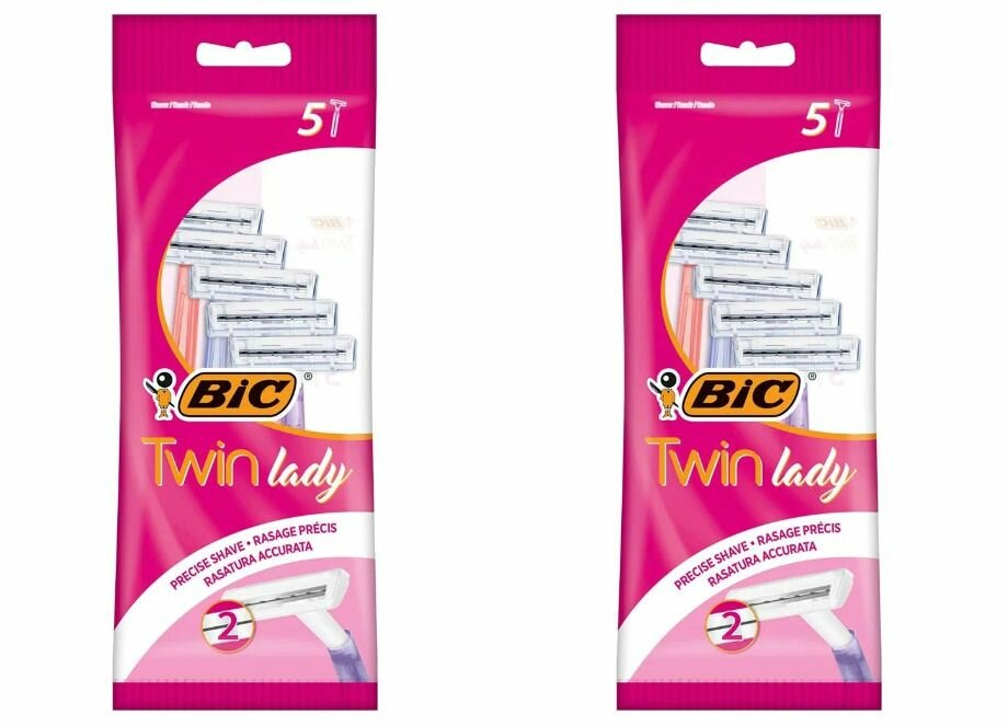 Bic Станок для бритья женский Twin Lady, одноразовый, 5 шт, 2 упаковки