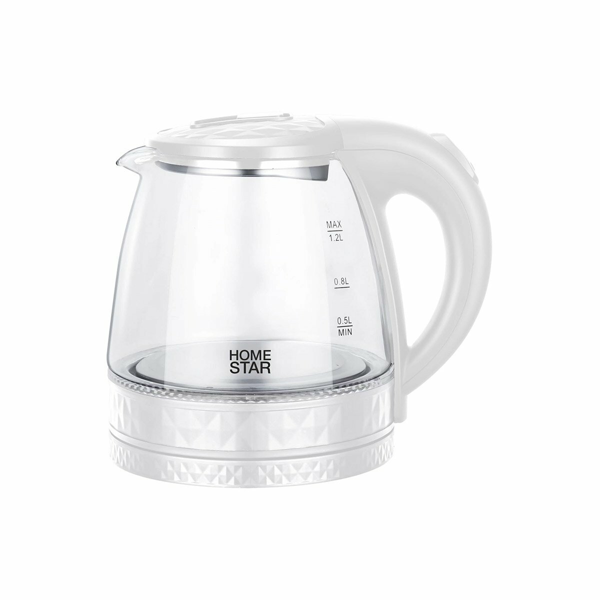 Чайник Homestar HS-1053 (1,2 л.) стекло, пластик белый (106464)