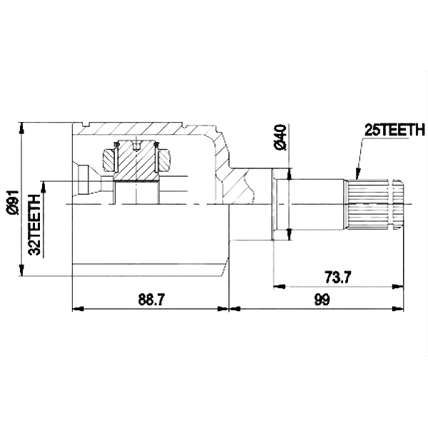 PATRON PCV9538 (04886263AA / 04886264AA / 4593388AB) шрус внутр к-кт 25x40x32 chrysler: cirrus 95-00, sebring 95-04, dodge stratus 95-00,