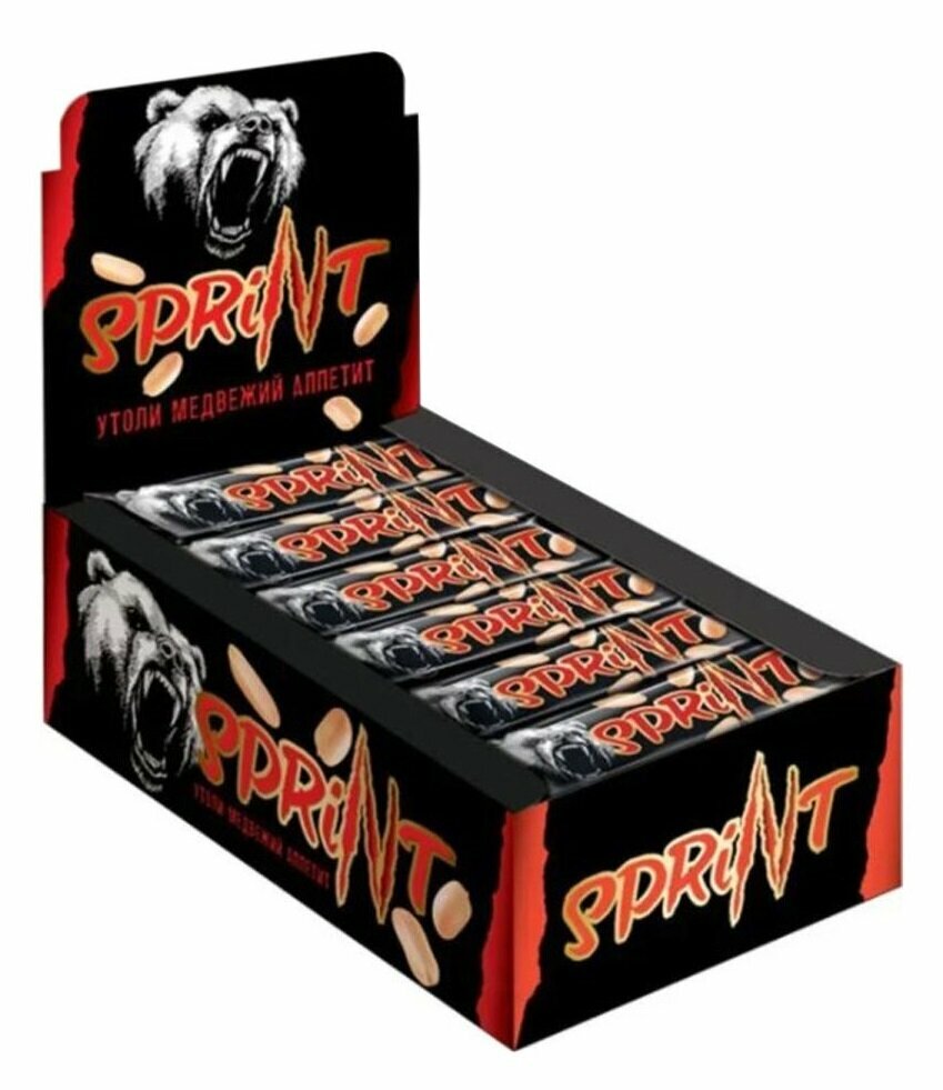 Батончик Спринт с жареным арахисом и мякой карамелью KDV, 18 шт по 50 г